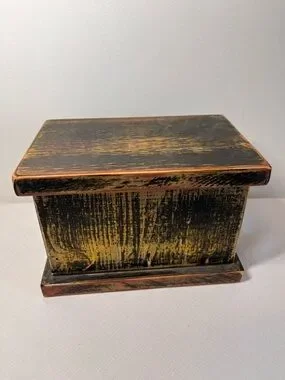 Handmade | Accents | Distressed Black And Gold Wooden Trinket Box ...
